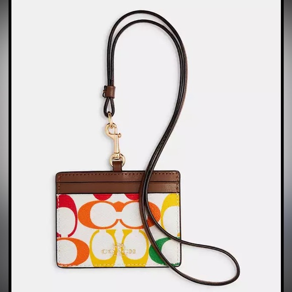Coach | Accessories | Coach Id Lanyard In Rainbow Signature Canvas Nwt ...
